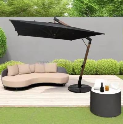 China 13 ft Large Garden Umbrella Parasol Black Patio Umbrellas 4m Giant Black Cantilever Patio Umbrellas With Base for sale