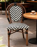 China Rattan Outdoor Furniture All Weather Rattan Garden Chair French Bistro Chair Vintage Black and White Outdoor Furniture for sale