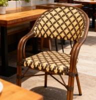 China French Bistro Chair Geometric Parisian Style Rattan Chair for Outdoor Dining for sale
