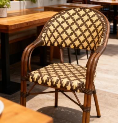 China French Bistro Chair Geometric Parisian Style Rattan Chair for Outdoor Dining for sale