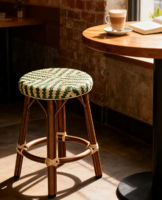 China Wholesale Vintage French Country Bar Stools Rattan and Cane Back Bistro Counter Stools Chair for sale