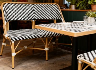 China Boho Chic Outdoor Sofa Modern Chevron Pattern Outdoor Loveseat for Garden Balcony Lawn Terrace for sale