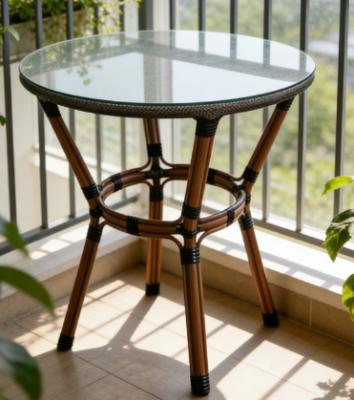 China 2 Seater Outdoor Aluminum Rattan Dining Table Set with Glass Top Forgarden Patio Balacony Terrance for sale