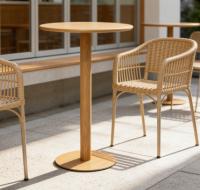 China Outdoor Bar Table with Champagne Gold Aluminum Top for Balcony Terrace and Lounge Area Minimalist Design for sale