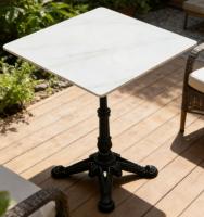 China Durable Easy-Clean Black and White Commercial Dining Table for Restaurant Cafe Indoor Outdoor for sale