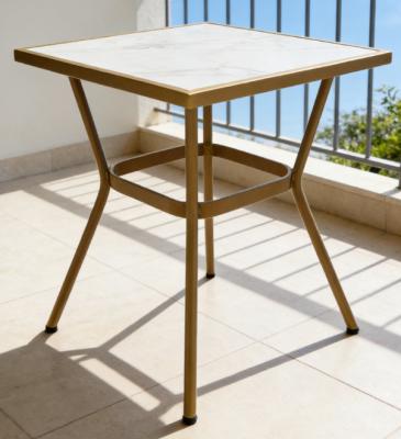China Modern Outdoor Square Dining Coffee Table Set Matching Patio Bistro Chairs for Cafe Resort Use for sale