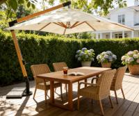 China Commercial Cantilever Umbrella with Heavy Duty Windproof Aluminum Frame for Hotel Patio Outdoor Use for sale