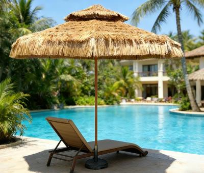 China Double Canopy Thatched Umbrella with Ventilation, for Outdoor Lounge and Commercial Patio for sale