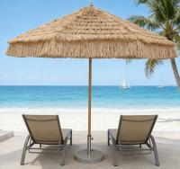 China Boho Decorative 2.5m Thatched Umbrella with Tassels for Tropical Beach Bar Poolside for sale