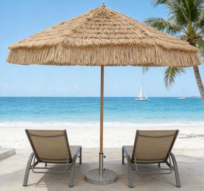 China Boho Decorative 2.5m Thatched Umbrella with Tassels for Tropical Beach Bar Poolside for sale