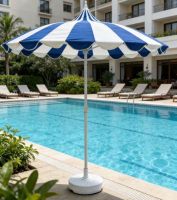 China Yoshen 8FT Adjustable Blue White Pagoda Umbrella Parasol Aluminum Pole UV Resistant for Pool Patio Garden Beach for sale