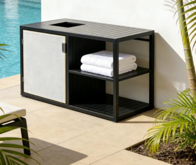 China All in One Waterproof Aluminum Outdoor Storage Cabinet for Pool Patio Beach Towels and Equipments for sale