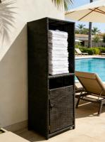 China Stationary Natural Woven Rattan Towel Hamper with Storage Bin Organizer for Bathroom Poolside and Spa for sale