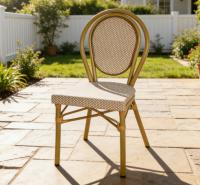 China Modern Midcentury Low Price Outdoor Chair Aluminum Bamboo Resin Hotel Garden Patio Stackable Living Room Dining Park for sale