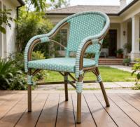 China Rattan Contemporary Aluminum Frame Dining Garden Chair French Bistro Waterproof Outdoor Furniture for sale