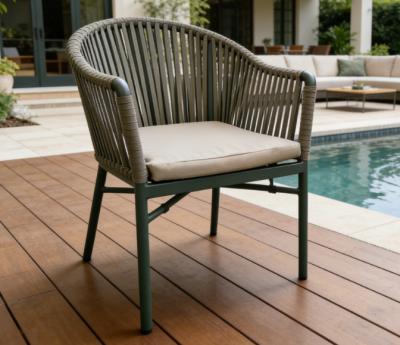 China Aluminum Look Industrial Design Garden Rope Chair Outdoor Cafe & Balcony Dining Chair for sale