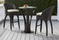 China 2 Seater Postmodern Aluminum Rattan Round Dining Table with Glass Top for Outdoor Restaurant Caf & Garden Use for sale
