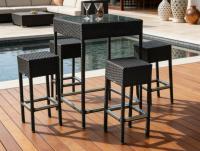 China Customized Garden Furniture Rattan bar Table Set  5 Piece Wicker Plastic  Outdoor bar Stool Chairs Table Set for sale