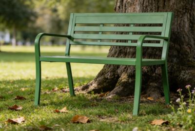 China Green Aluminum Garden Bench Outdoor Patio Furniture with Armrests Lightweight Rust-Proof for sale