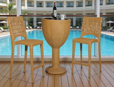China Modern Rattan Outdoor Bar Table and Counter Height Chair Set for Wedding Kitchen Garden Basement Patio & Commercial Spaces for sale