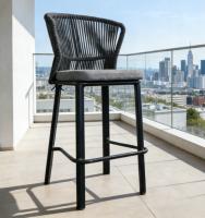 China Outdoor Courtyard Rope-woven High-legged Bar Stool, with Backrest, Waterproof and Sun-resistant for sale