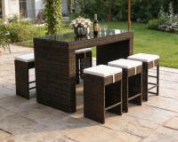 China Contemporary Design Patio Wicker Rattan Dining Set Garden Furniture Outdoor Dining Table with Chairs for Hotel & Park Use for sale