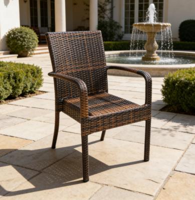 China Waterproof Rattan Stackable Outdoor Dining Chairs for Parks Restaurants Hotels for sale