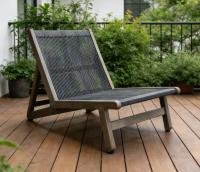 China Yoshen Aluminum Outdoor Lounge Chair Wood Grain Finish and Woven Rope Seat for sale