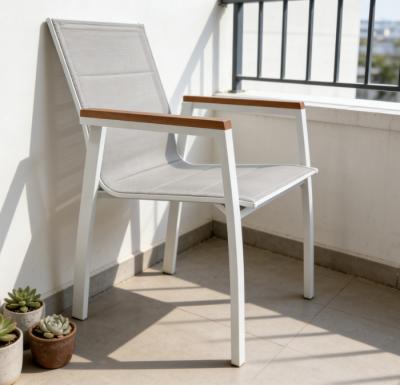 China Yoshen Comfortable Stacking Armchair with Padded Seat and Breathable Mesh Sling for Patio Garden for sale