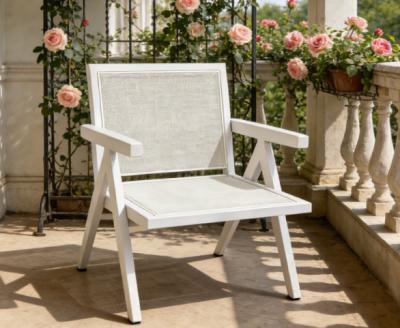 China Yoshen Modern White Outdoor Lounge Chair with Aluminum Frame and Breathable Mesh for Patio Garden for sale