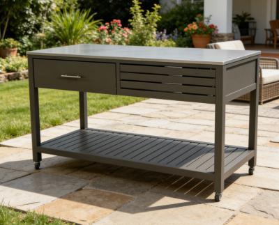 China Commercial Stainless Steel Outdoor Prep Table with Wheels and Storage Drawer for Patio Kitchen for sale