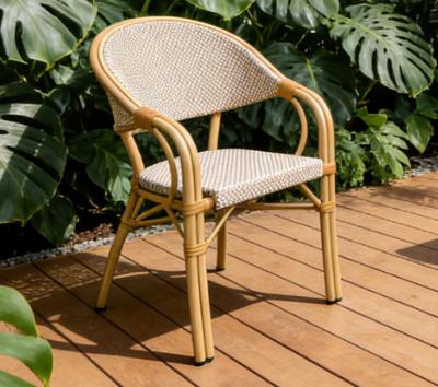 China Yoshen French Style Garden Chair Faux Bamboo Frame with Sling Fabric Seat for Outdoor Patio for sale