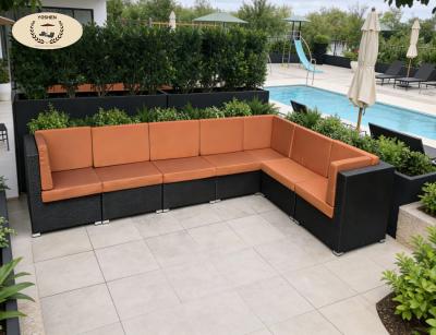 China Fire Resistant Modular Sectional Outdoor Sofa Set L Shape or U Shape PE Rattan for Patio Commercial Residential for sale