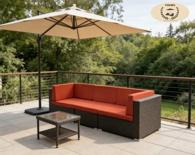 China L Shape Outdoor Sofa Set All Weather PE Rattan with Fire Resistant Cushions Modular Sectional for Commercial and Residential Use for sale