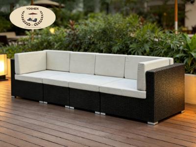 China Modular Outdoor Sofa Set PE Rattan Sectional Deep Seating L Shaped with Soft Cushions for Patio Garden Lounge for sale