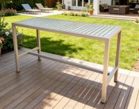 China Yoshen 81-Inch Wooden Slat Bar Table for Outdoor Kitchen Backyard & Pub Counter Height for sale