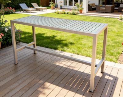 China Yoshen 81-Inch Wooden Slat Bar Table for Outdoor Kitchen Backyard & Pub Counter Height for sale