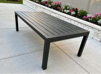 China 84-Inch Modern Minimalist Black Slat Rectangular Aluminum Coffee Table for Lounge Sofa Area for sale