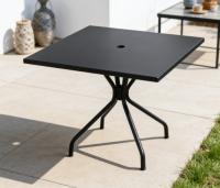 China 36 Inch Square Black Aluminum Outdoor Table for Dining Coffee with Umbrella Hole for sale