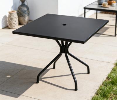 China 36 Inch Square Black Aluminum Outdoor Table for Dining Coffee with Umbrella Hole for sale