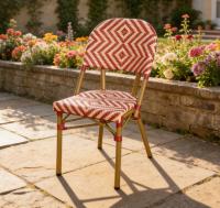China Hot Selling Bamboo Style Chair Resort Deck Rattan Wicker Chair Outdoor Patio Aluminum Dining Chair for sale