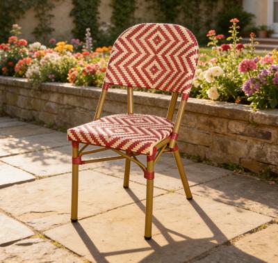 China Hot Selling Bamboo Style Chair Resort Deck Rattan Wicker Chair Outdoor Patio Aluminum Dining Chair for sale