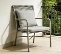 China Light Gray Outdoor Rope Woven Patio Chair with Soft Cushion for Garden Terrace and Poolside for sale