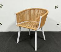 China White Frame Light Beige Woven Rope Patio Chair for Outdoor Garden and Terrace for sale