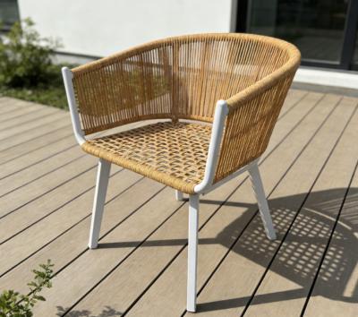 China White Frame Light Beige Woven Rope Patio Chair for Outdoor Garden and Terrace for sale