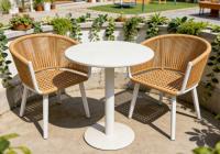 China White Frame Light Beige Woven Rope Patio Chair for Outdoor Garden and Terrace for sale
