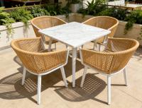 China White Frame Light Beige Woven Rope Patio Chair for Outdoor Garden and Terrace for sale