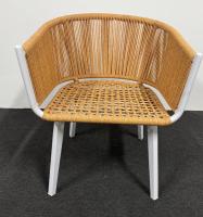 China White Frame Light Beige Woven Rope Patio Chair for Outdoor Garden and Terrace for sale