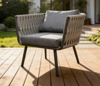 China Outdoor Rope Woven Armchair with Cushion for Patio Garden Balcony for sale