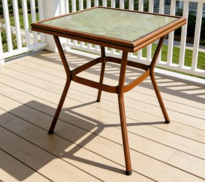 China Yoshen 4 Person Round Outdoor Dining Table Aluminum Mesh Top Rust Proof Frame for Garden for sale